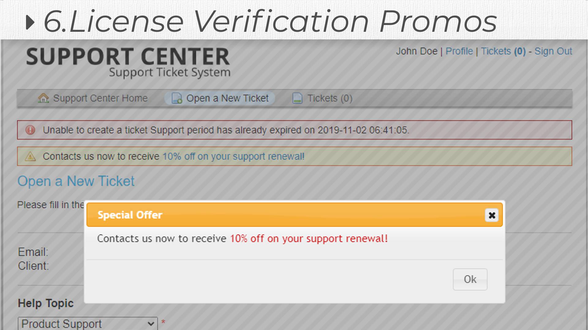 License Verification for osTicket (Digital Product & Software Registration)